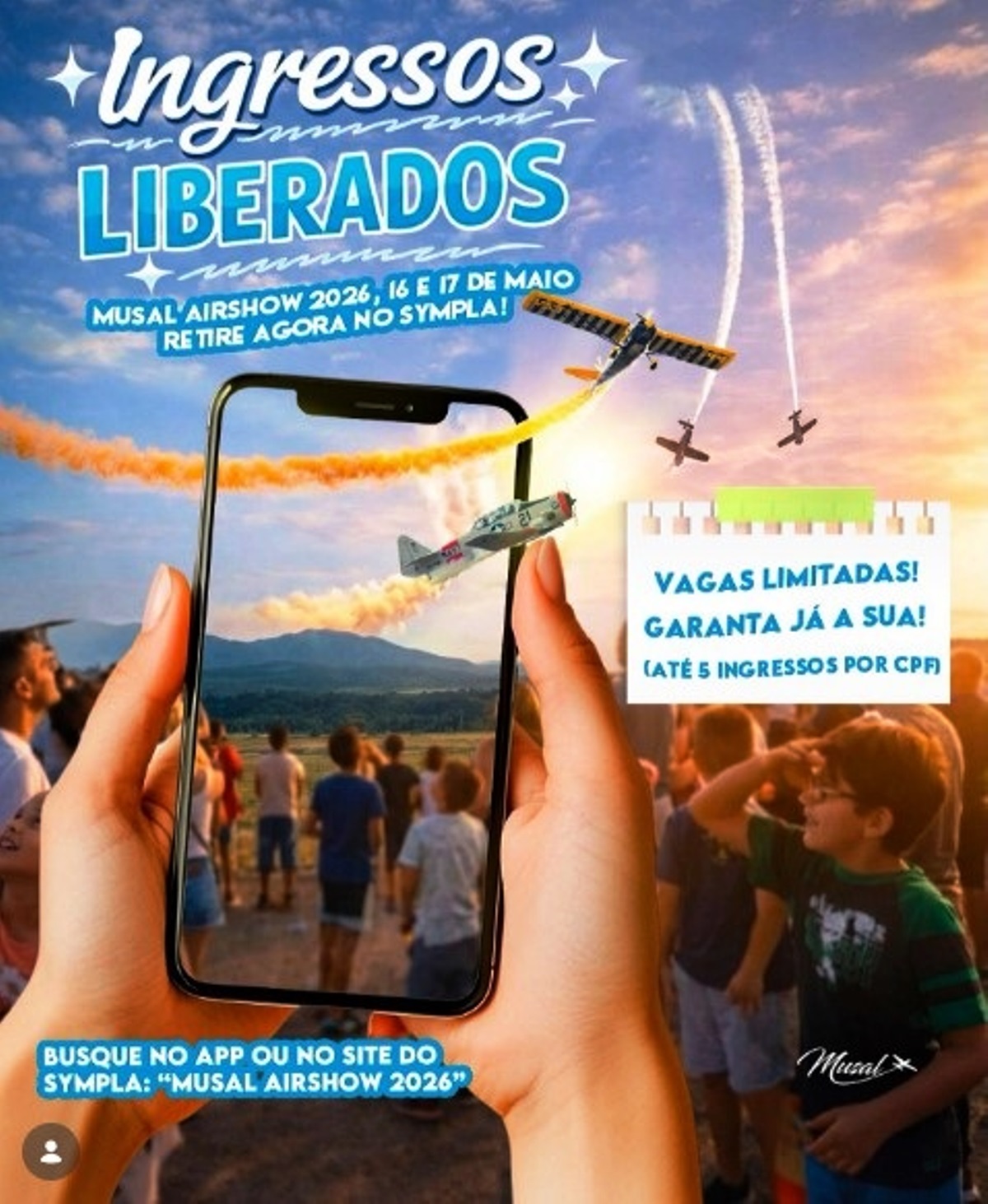 Ingressos gratuitos do MUSAL Airshow 2026 já estão disponíveis no Sympla